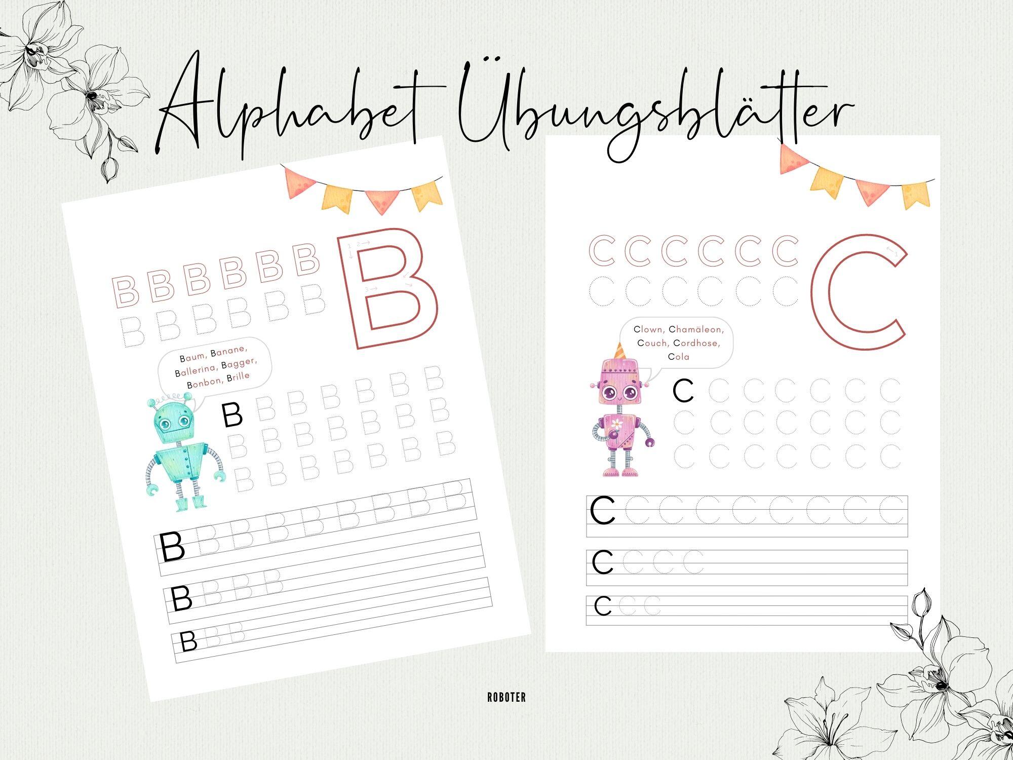 Alphabet Übungsblätter - Erstes Schreiben - Home and Herbs